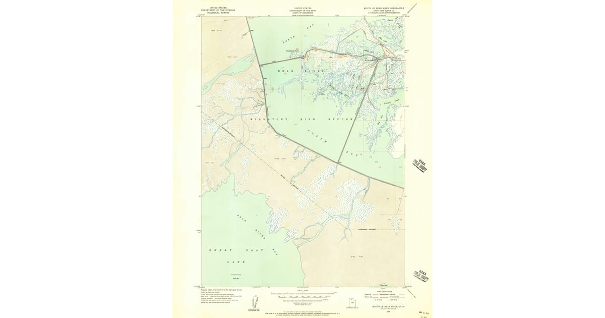 1955 Map of Mouth of Bear River, Box Elder County, UT — High-Res | Pastmaps