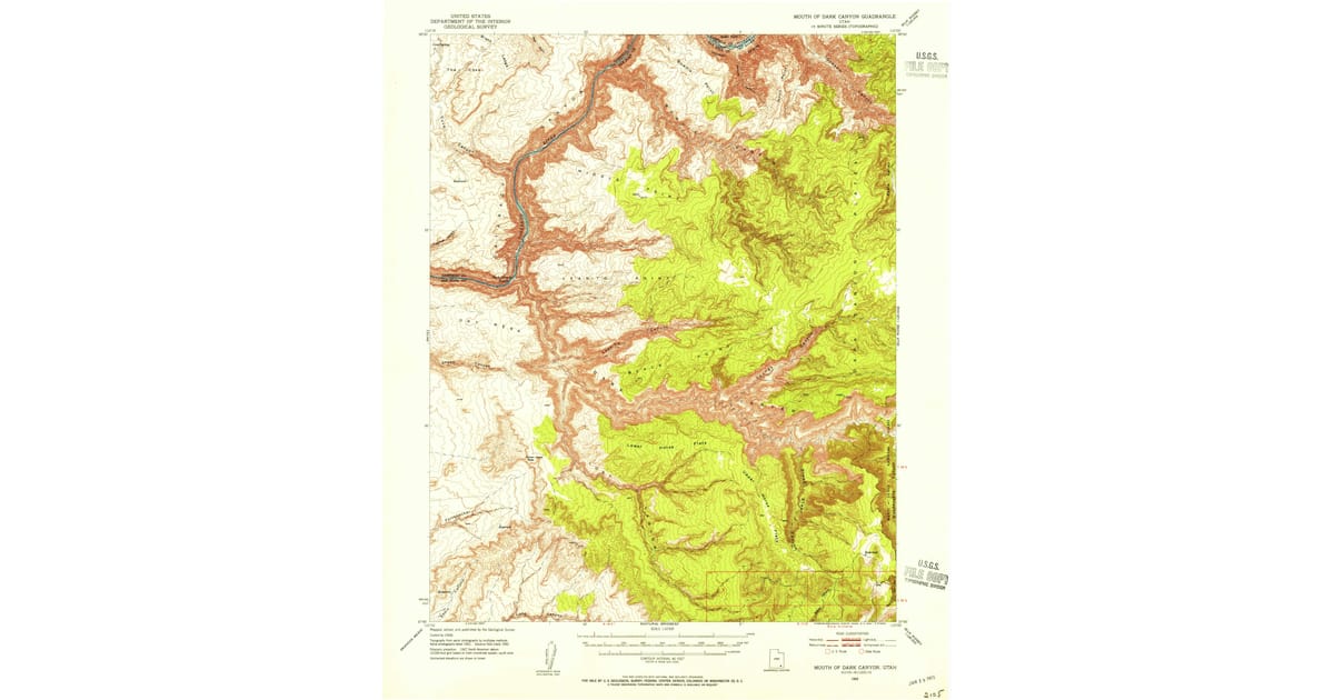 1952 Map of Mouth of Dark Canyon, San Juan County, UT — High-Res | Pastmaps