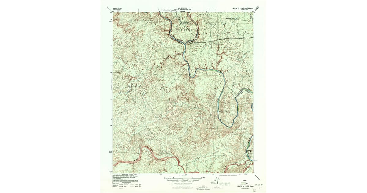 1944 Map of Mouth Of Pecos, Val Verde County, TX — High-Res | Pastmaps