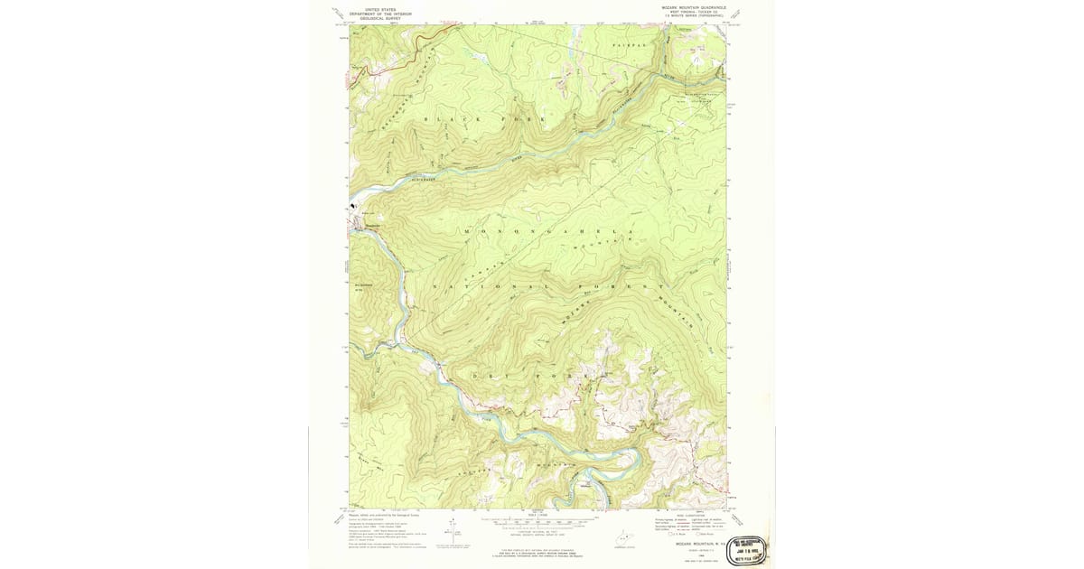1968 Map of Mozark Mountain, Tucker County, WV — High-Res, 1976 Print ...