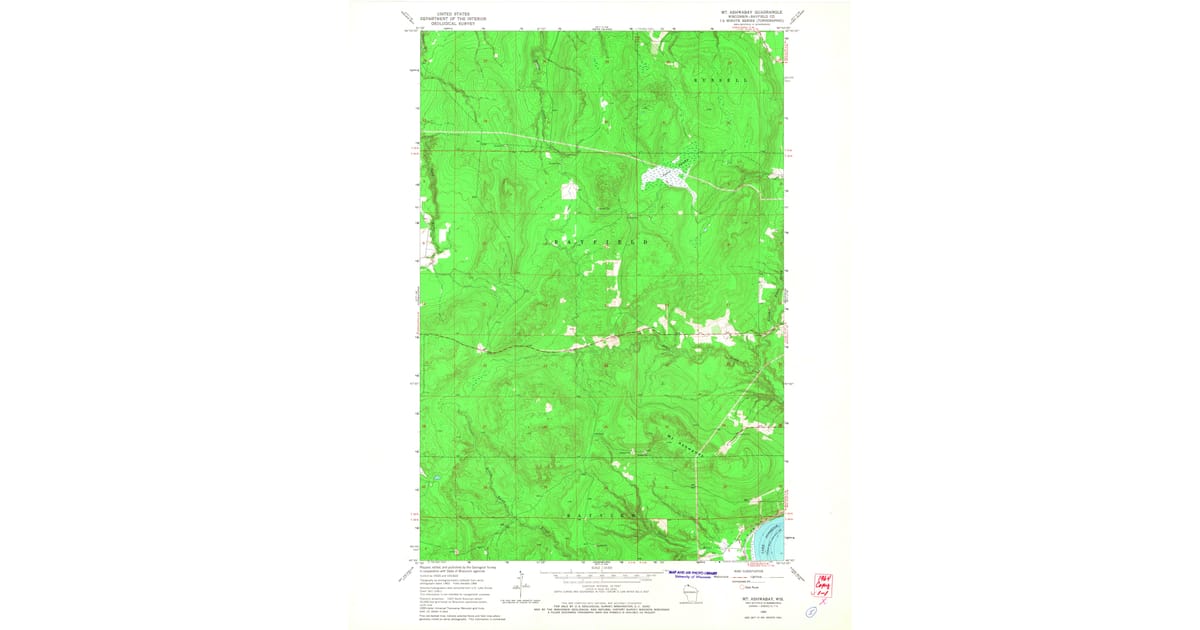 1964 Map of Mt. Ashwabay, Bayfield County, WI — High-Res | Pastmaps