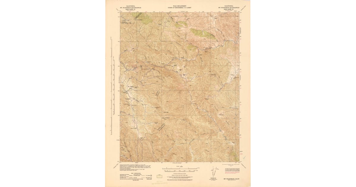 1943 Map of Mt. Boardman, Stanislaus County, CA — High-Res | Pastmaps