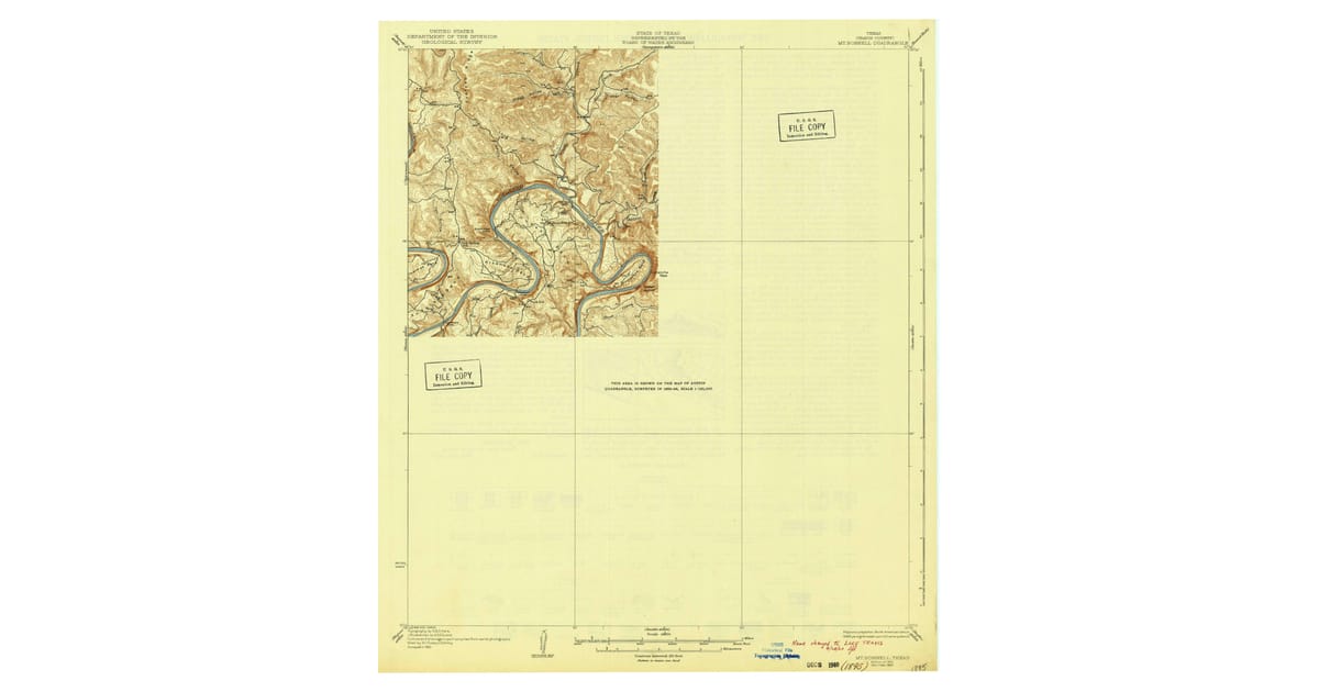 1932 Map of Mt. Bonnell, Travis County, TX — High-Res, 1940 Print ...