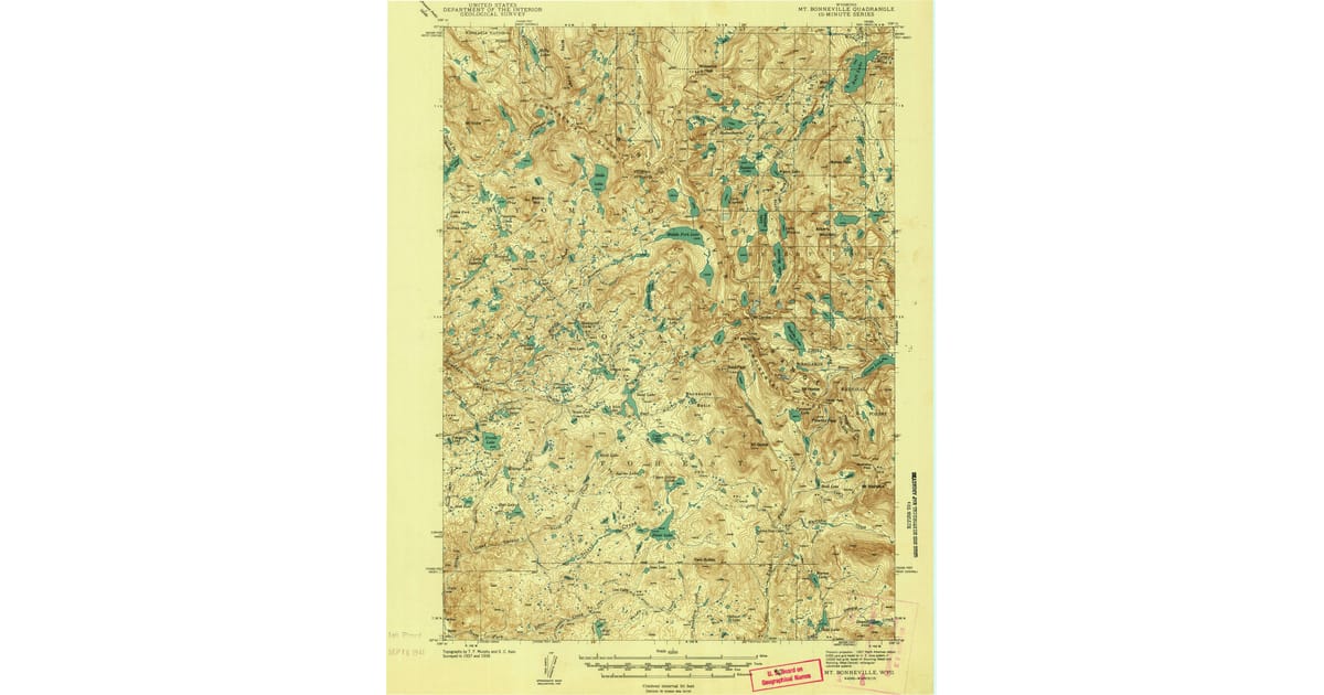 1941 Map of Mt Bonneville, Sublette County, WY — High-Res | Pastmaps