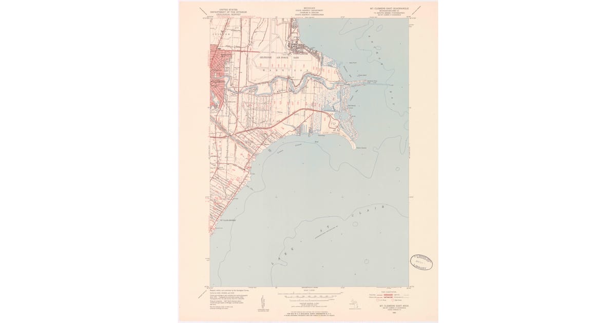 1952 Map of Mt Clemens East, Macomb County, MI — High-Res, 1954 Print ...