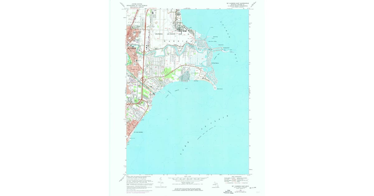 1968 Map of Mt Clemens East, Macomb County, MI — High-Res, 1974 Print ...