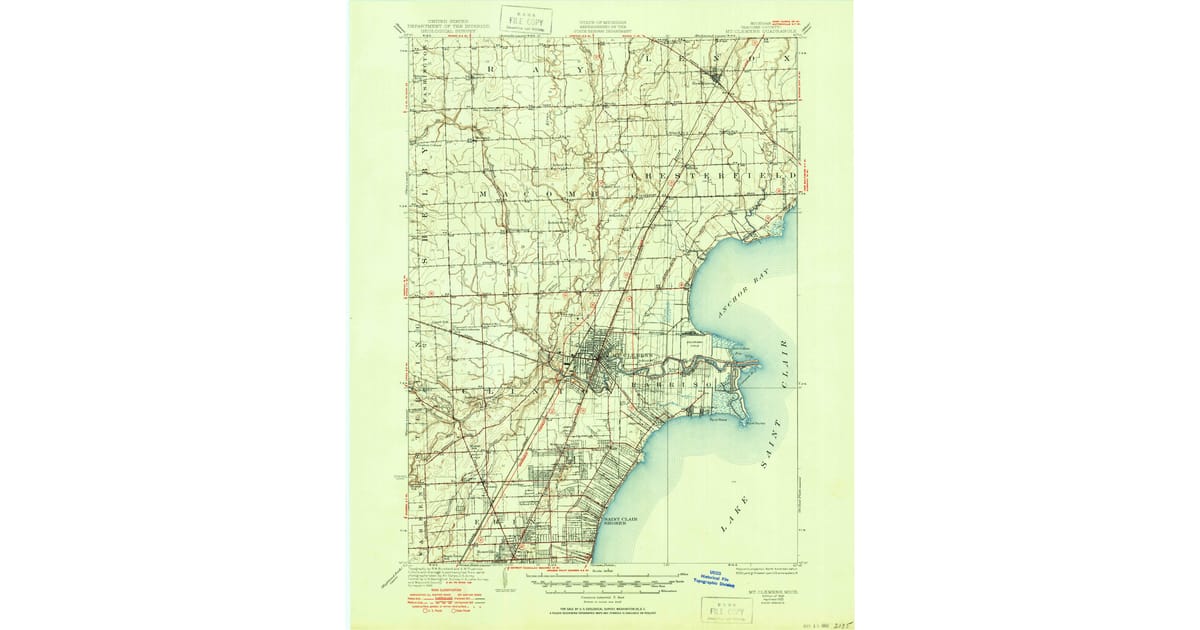 1929 Map of Mt Clemens, Macomb County, MI — High-Res, 1950 Print | Pastmaps