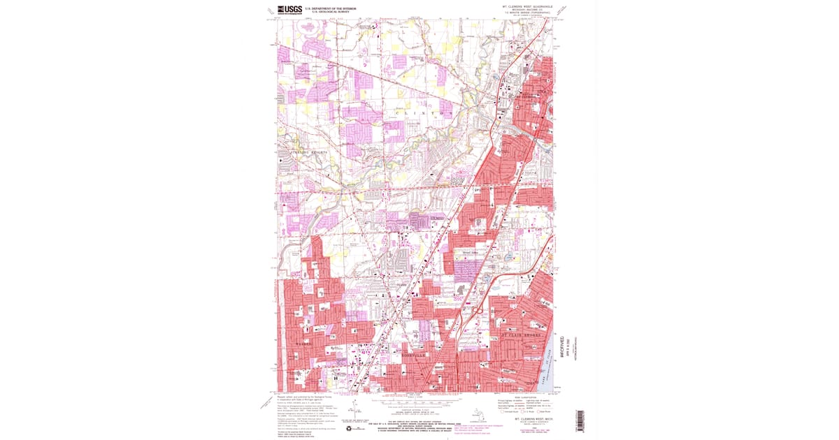 1968 Map of Mt Clemens West, Macomb County, MI — High-Res, 1981 Print ...