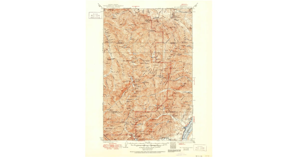 1938 Map of Mt Constance, Jefferson County, WA — High-Res, 1951 Print ...