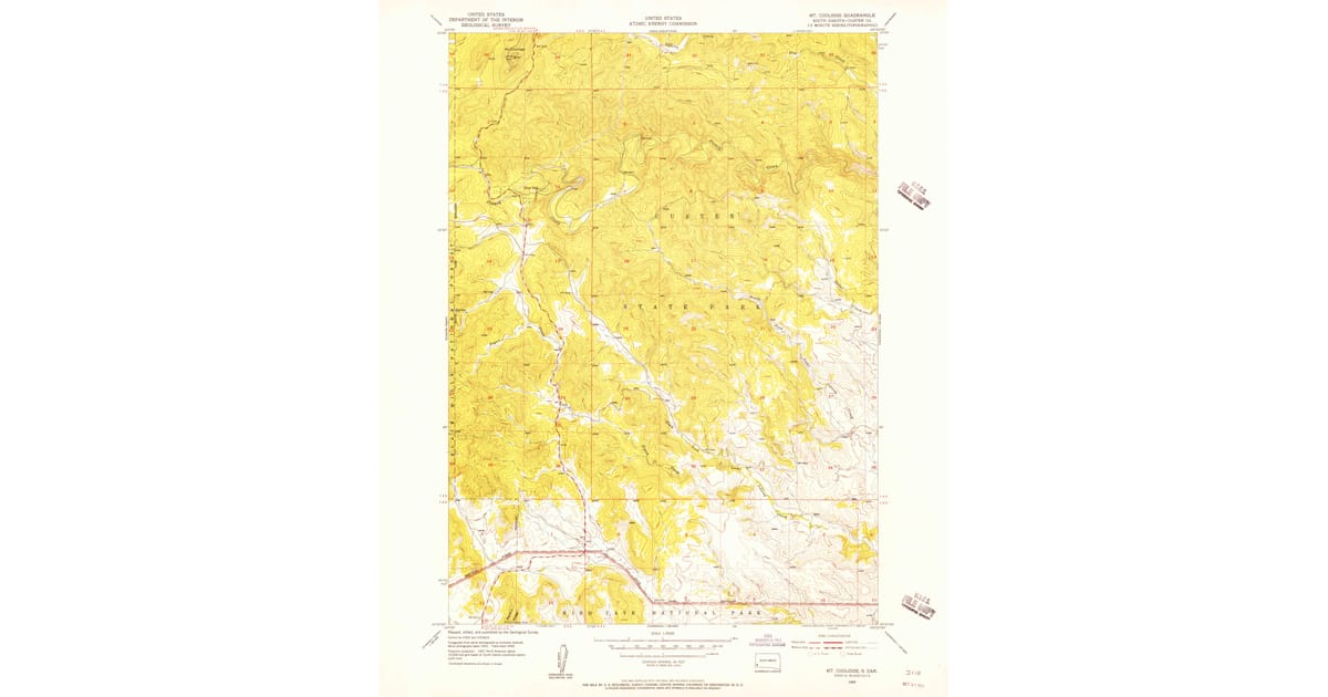 1955 Map of Mt. Coolidge, Custer County, SD — High-Res | Pastmaps