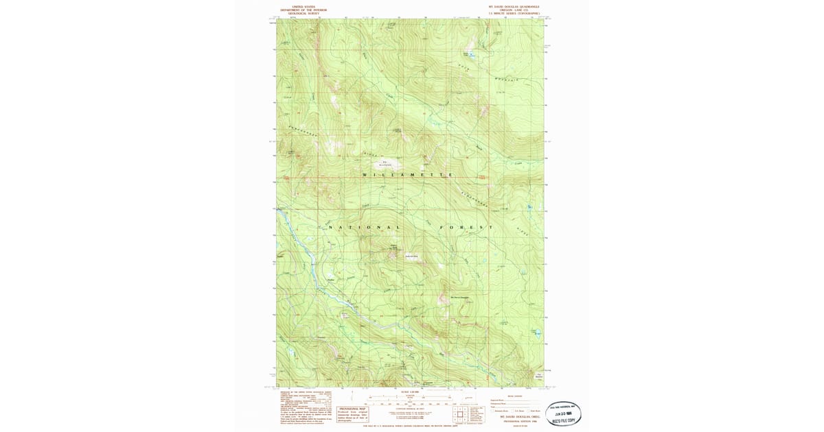 1986 Map of Mt. David Douglas, Lane County, OR — High-Res | Pastmaps