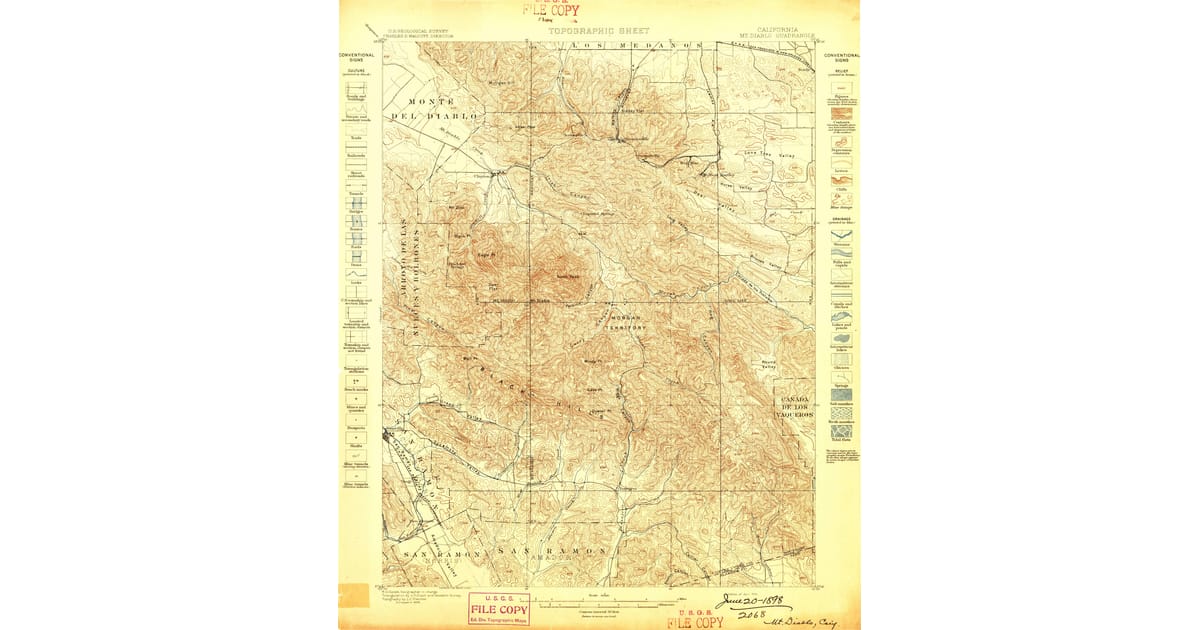 1898 Map of Mt. Diablo, Contra Costa County, CA — High-Res | Pastmaps