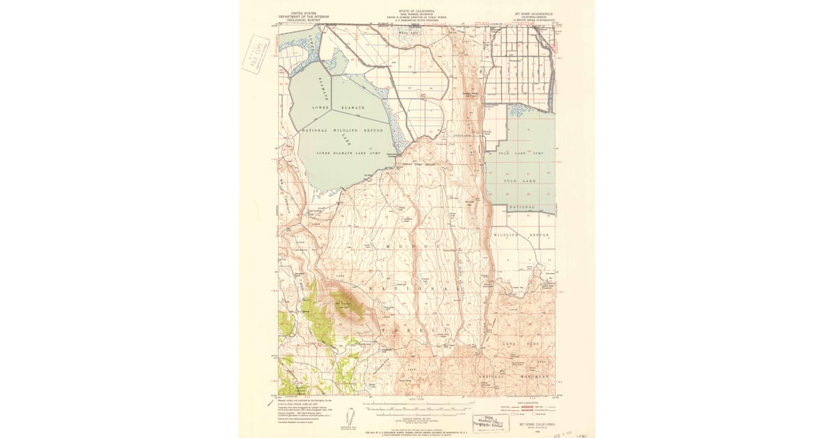 1950 Map of Mt. Dome, Siskiyou County, CA — High-Res | Pastmaps