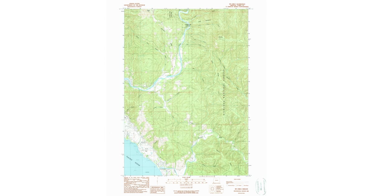 1989 Map of Mt. Emily, Curry County, OR — High-Res | Pastmaps