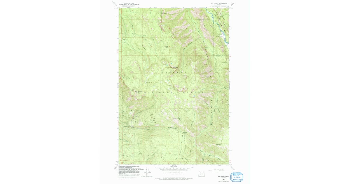 1993 Map of Mt. Fanny, Union County, OR — High-Res | Pastmaps
