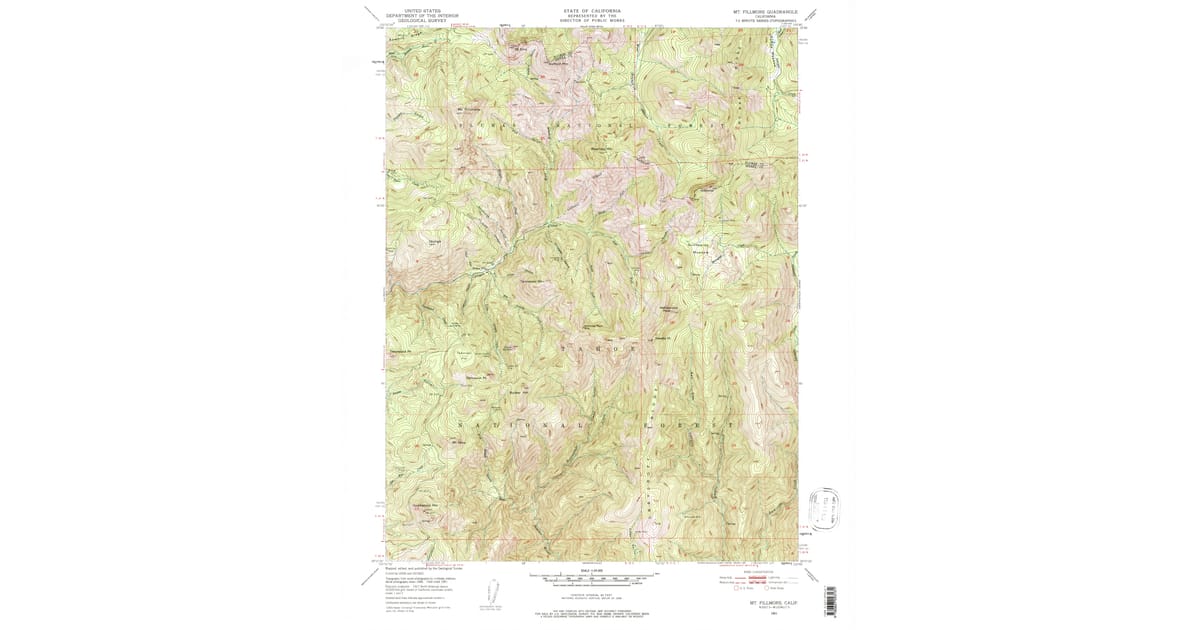 1951 Map of Mt. Fillmore, Sierra County, CA — High-Res, 1957 Print #2 ...
