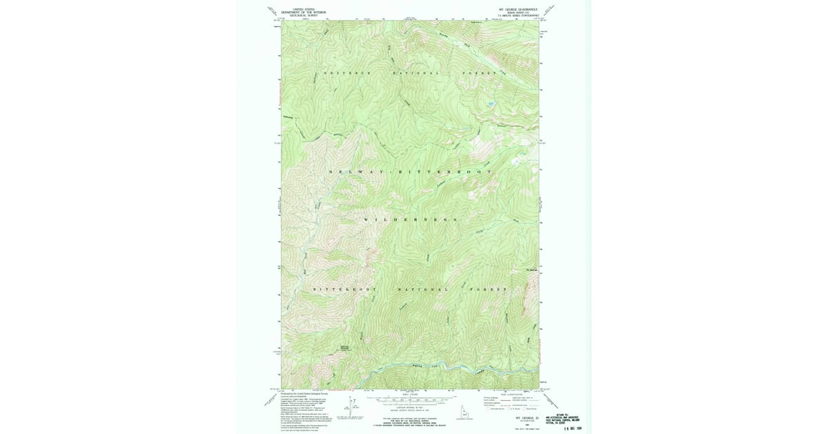 1991 Map of Mt George, Idaho County, ID — High-Res | Pastmaps