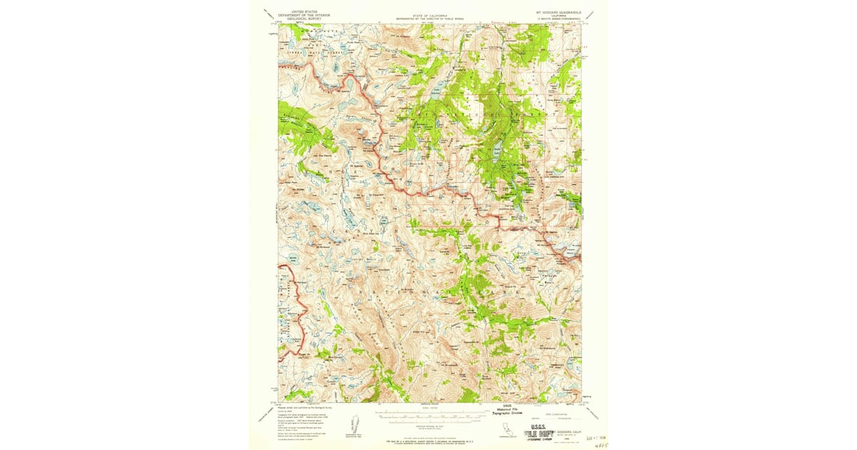1948 Map of Mt. Goddard, Fresno County, CA — High-Res | Pastmaps