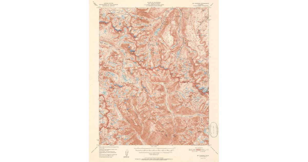 1951 Map of Mt. Goddard, Fresno County, CA — High-Res | Pastmaps