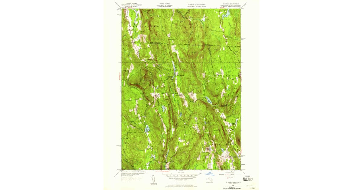 1945 Map of Mt Grace, Franklin County, MA — High-Res | Pastmaps