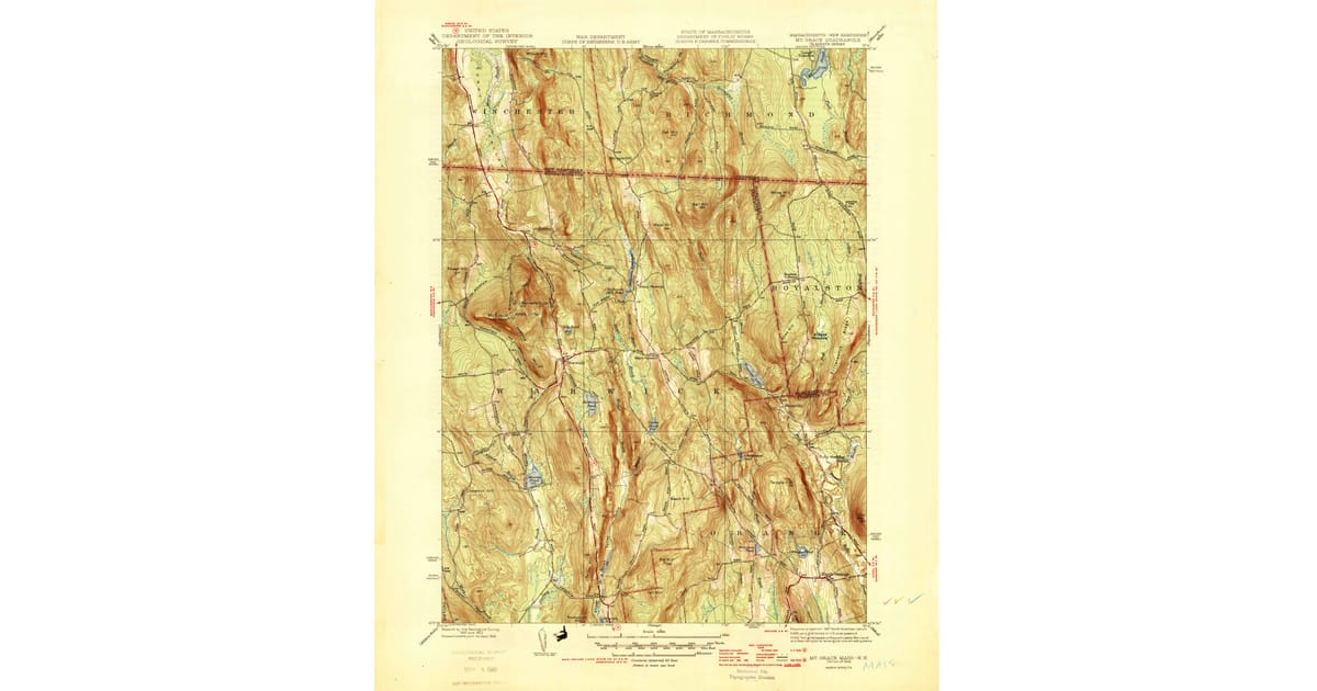 1946 Map of Mt Grace, Franklin County, MA — High-Res | Pastmaps