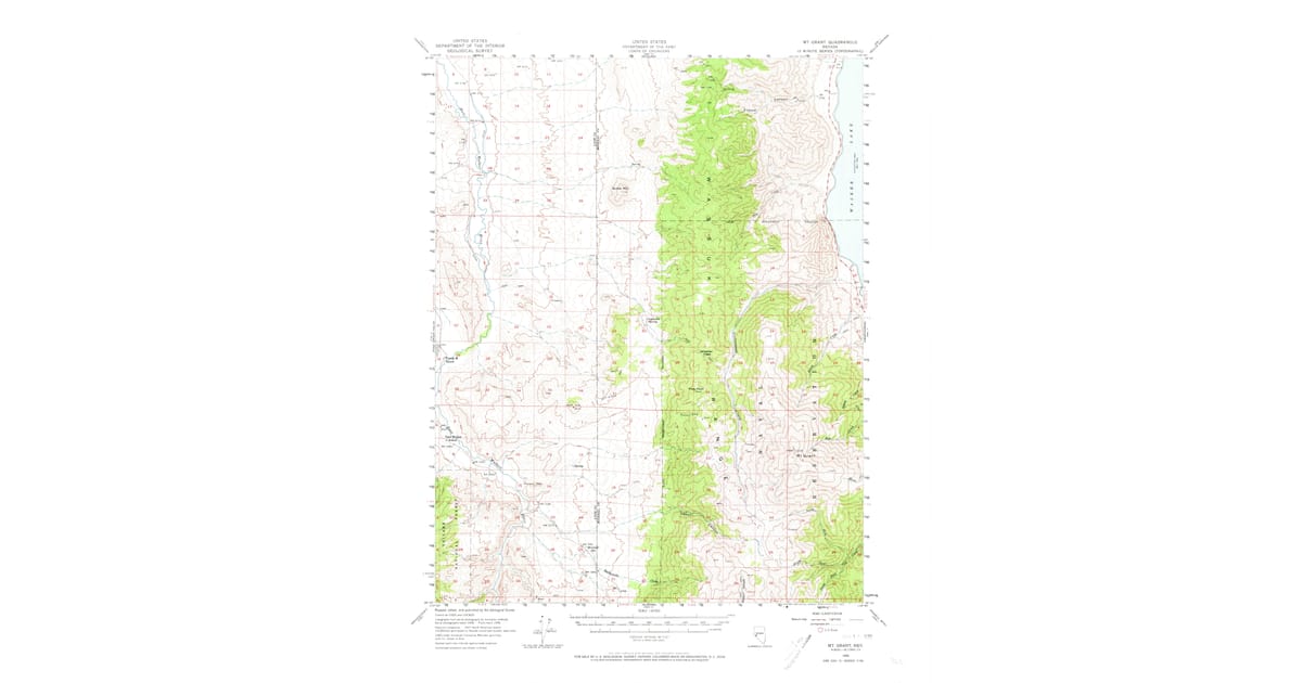 1956 Map of Mt. Grant, Mineral County, NV — High-Res, 1973 Print | Pastmaps