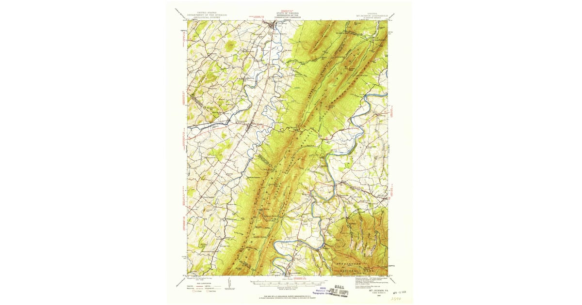 1942 Map of Mt Jackson, Page County, VA — High-Res | Pastmaps