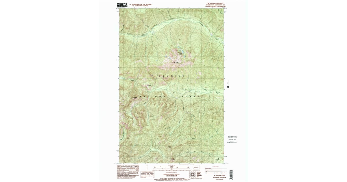 1985 Map of Mt Jupiter, Jefferson County, WA — High-Res | Pastmaps
