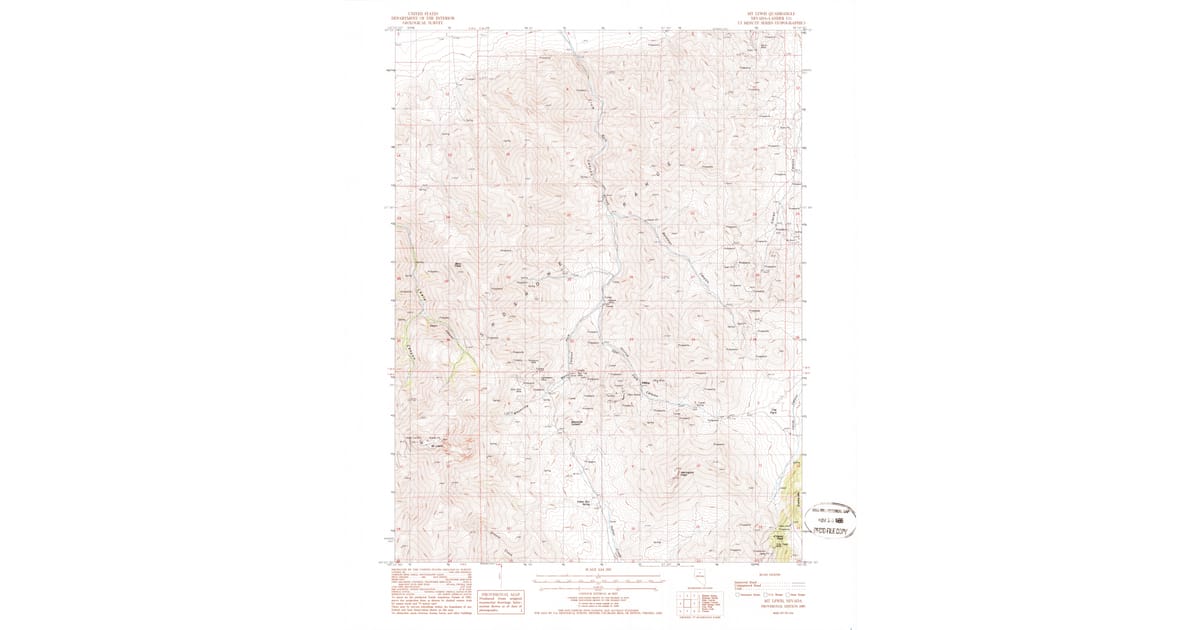 1985 Map of Mt. Lewis, Lander County, NV — High-Res | Pastmaps