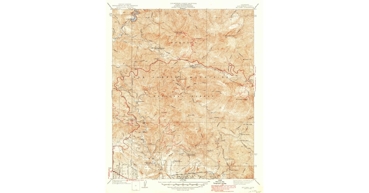 1939 Map of Mt. Lowe, Los Angeles County, CA — High-Res | Pastmaps