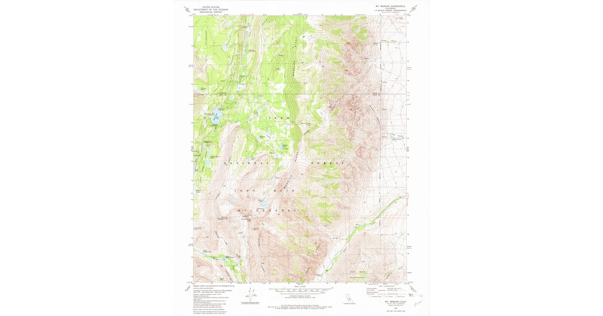 1982 Map of Mt. Morgan, Inyo County, CA — High-Res | Pastmaps