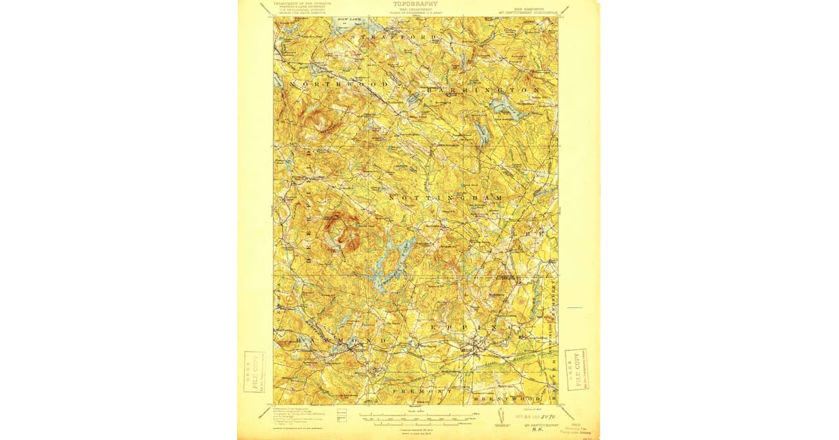 1919 Map of Mt. Pawtuckaway, Rockingham County, NH — High-Res | Pastmaps