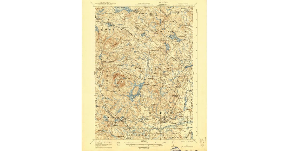 1939 Map of Mt. Pawtuckaway, Rockingham County, NH — High-Res | Pastmaps