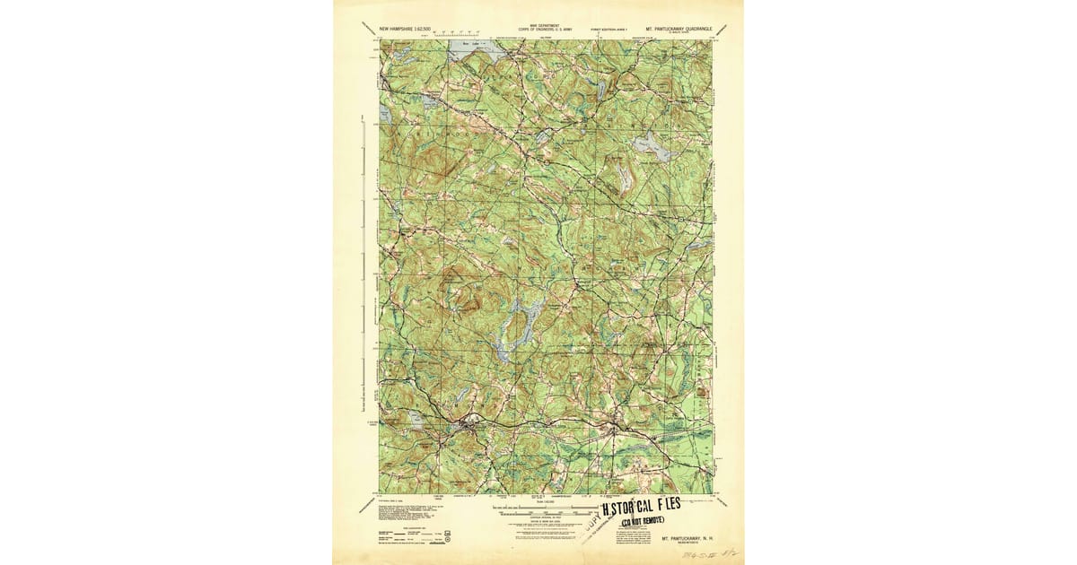 1944 Map of Mt. Pawtuckaway, Rockingham County, NH — High-Res | Pastmaps