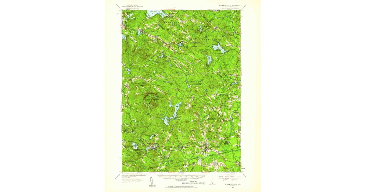 1957 Map of Mt. Pawtuckaway, Rockingham County, NH — High-Res | Pastmaps