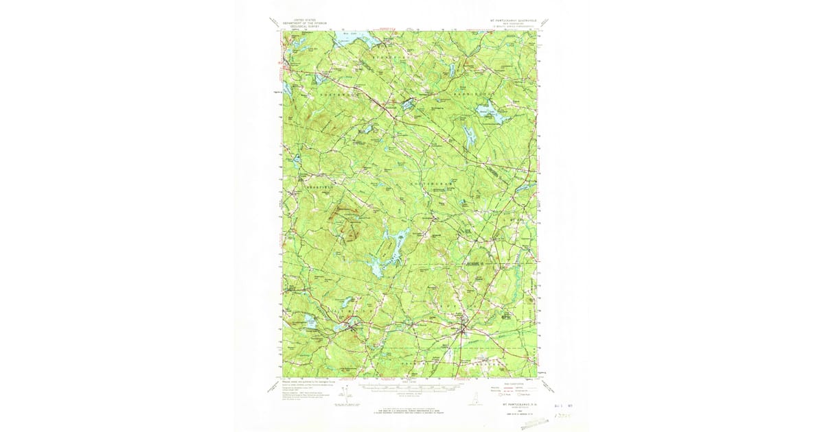 1957 Map of Mt. Pawtuckaway, Rockingham County, NH — High-Res, 1973 ...