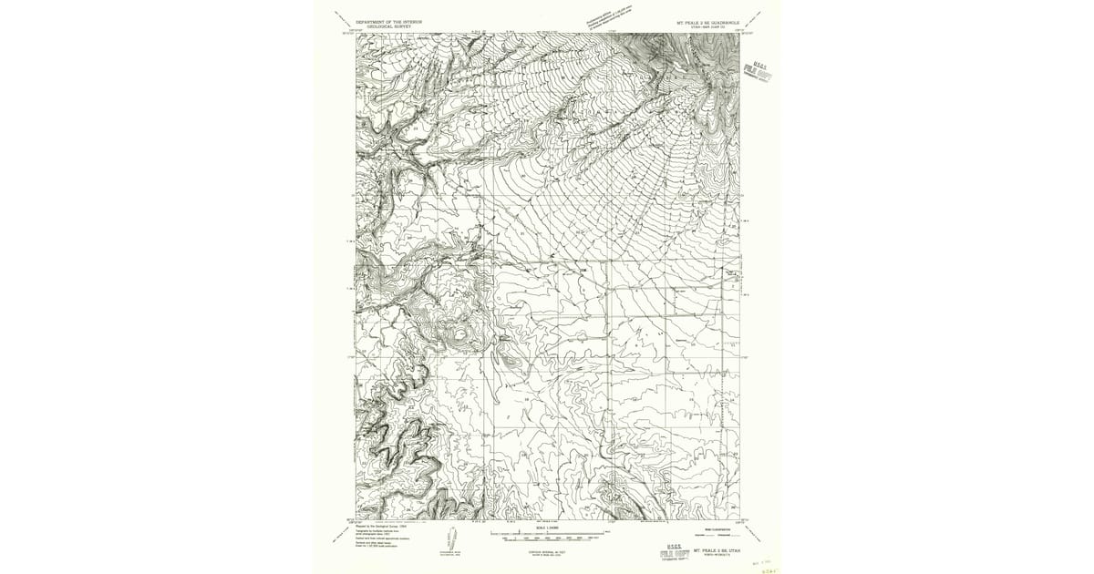 1954 Map of Mt Peale 2 SE, San Juan County, UT — High-Res | Pastmaps