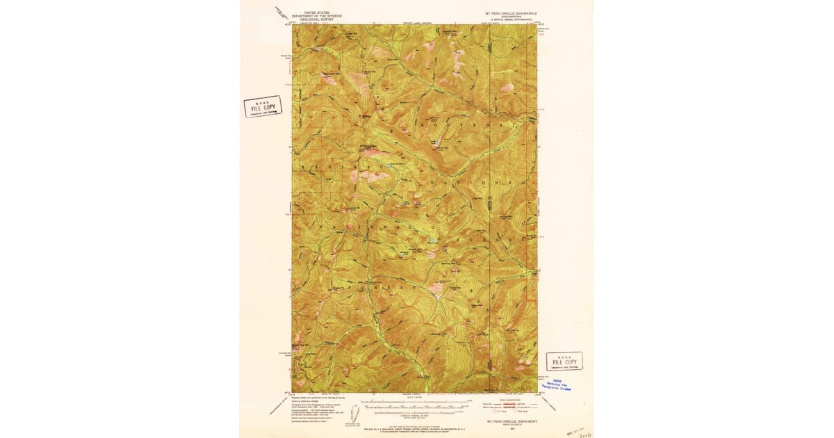 1951 Map of Mt Pend Oreille, Bonner County, ID — High-Res | Pastmaps