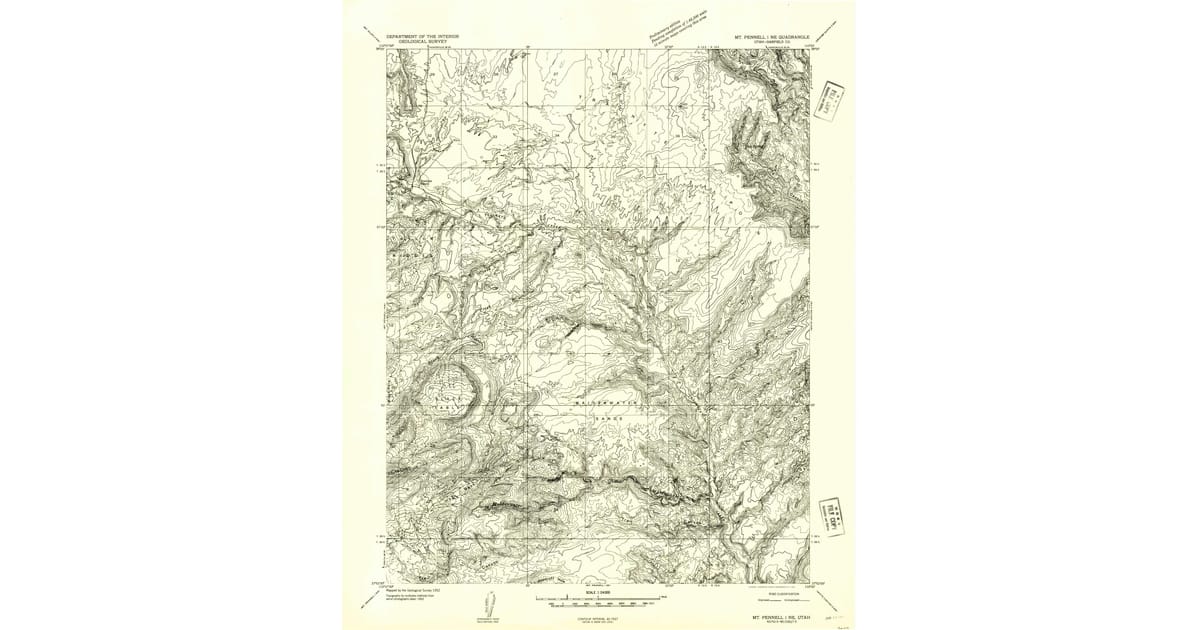 1952 Map of Mt Pennell 1 NE, Garfield County, UT — High-Res | Pastmaps