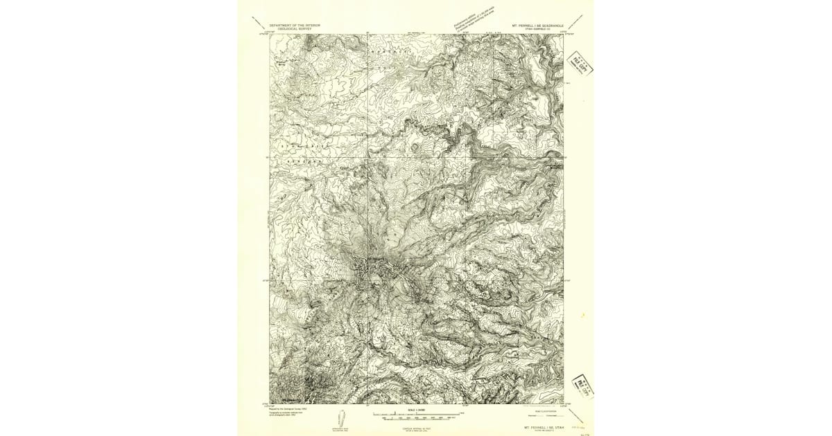1952 Map of Mt Pennell 1 SE, Garfield County, UT — High-Res | Pastmaps