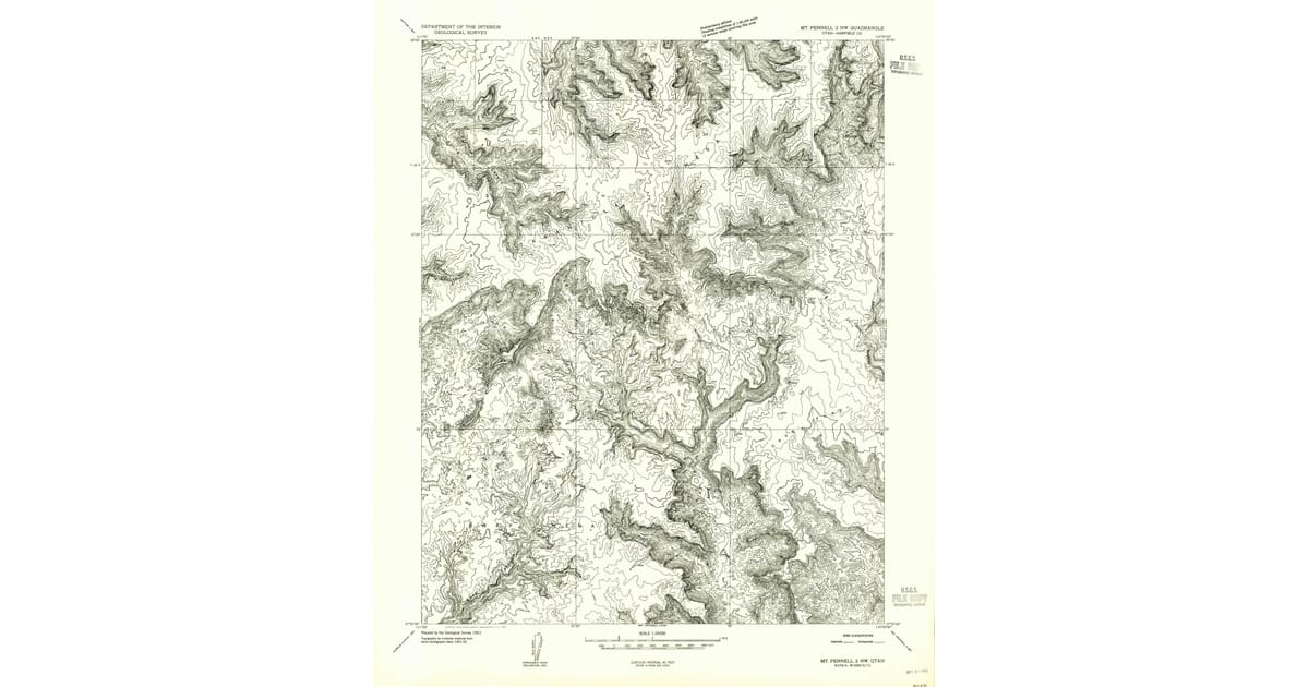 1953 Map of Mt Pennell 2 NW, Garfield County, UT — High-Res | Pastmaps