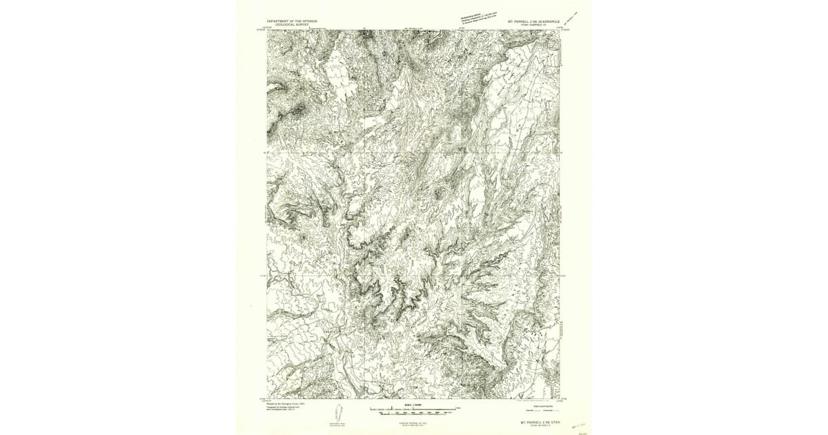 1953 Map of Mt Pennell 2 SE, Garfield County, UT — High-Res | Pastmaps