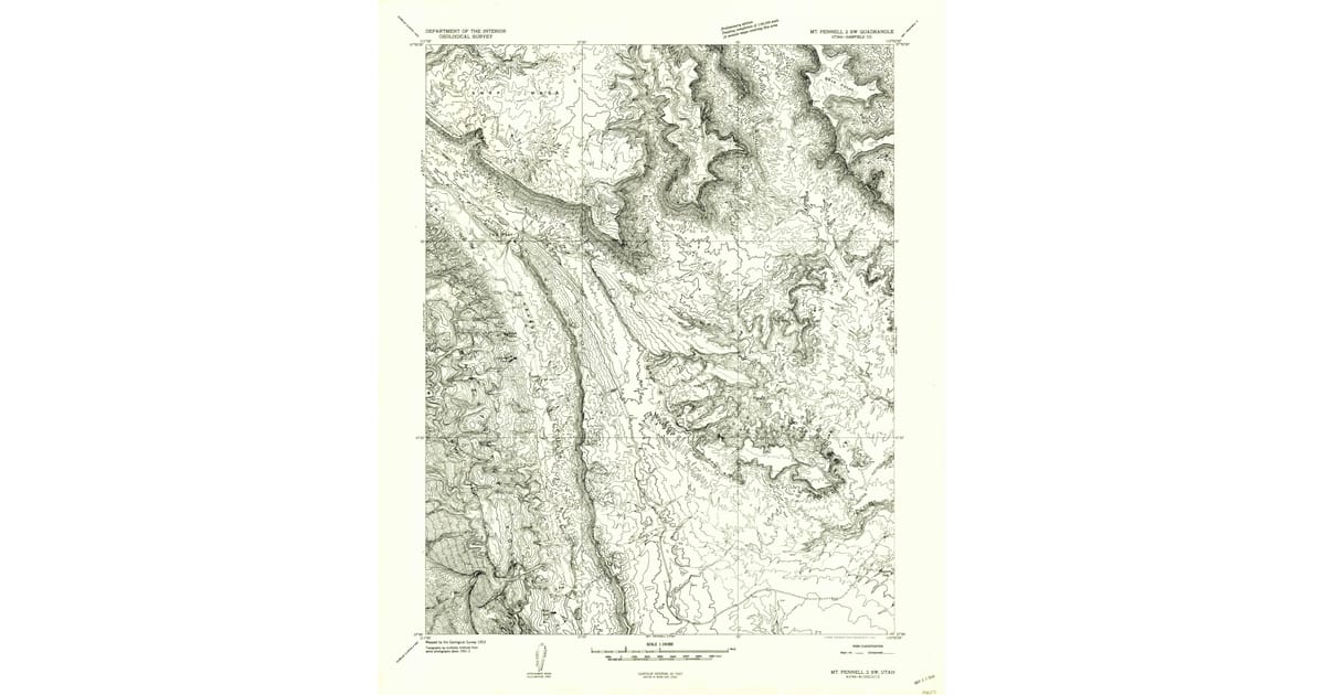 1953 Map of Mt Pennell 2 SW, Garfield County, UT — High-Res | Pastmaps
