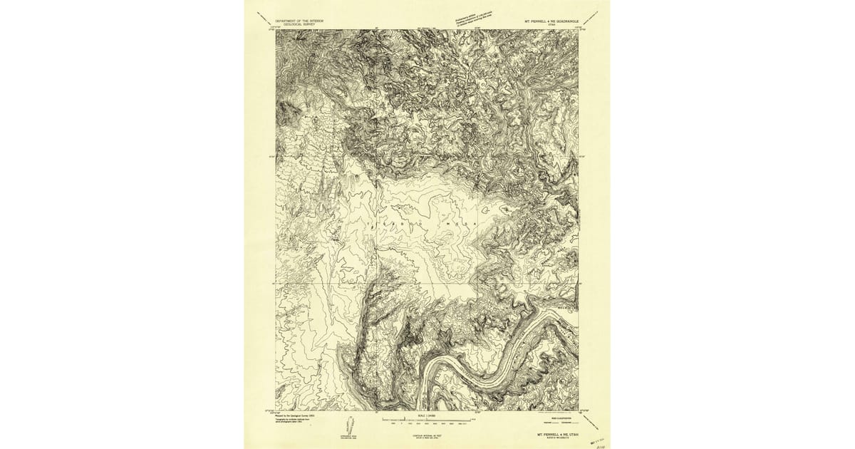 1953 Map of Mt Pennell 4 NE, Garfield County, UT — High-Res | Pastmaps