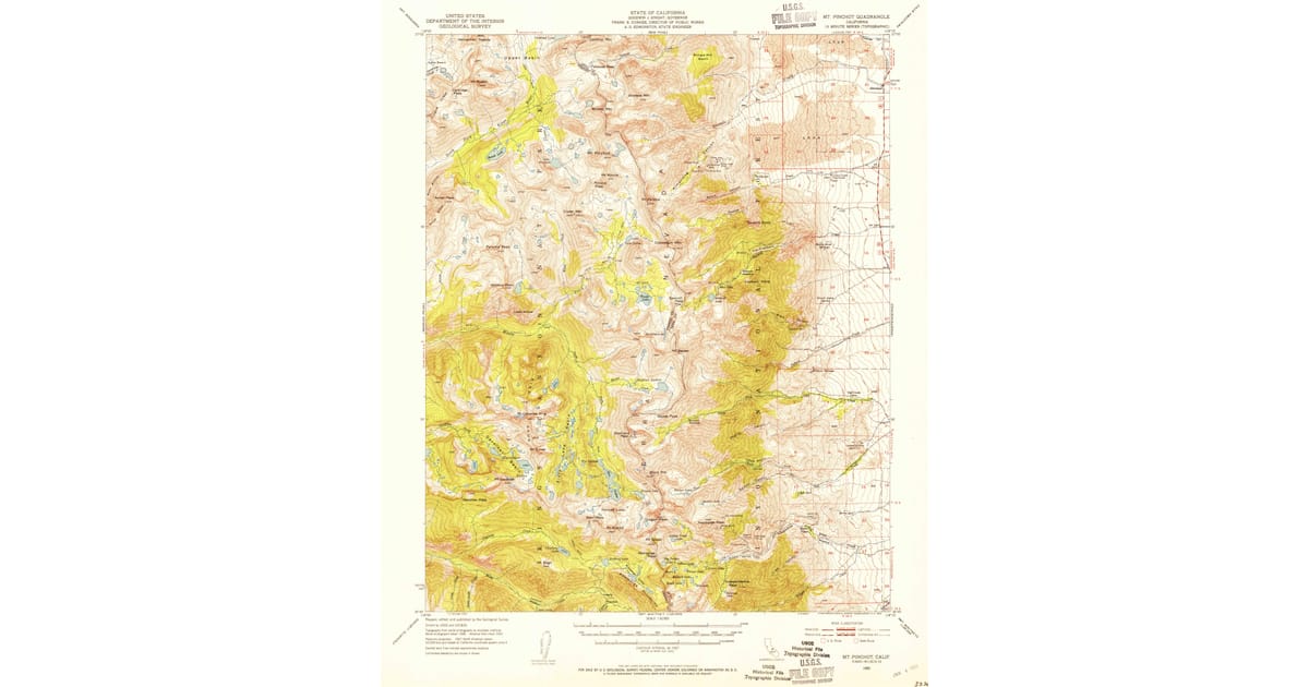 1953 Map of Mt. Pinchot, Inyo County, CA — High-Res | Pastmaps