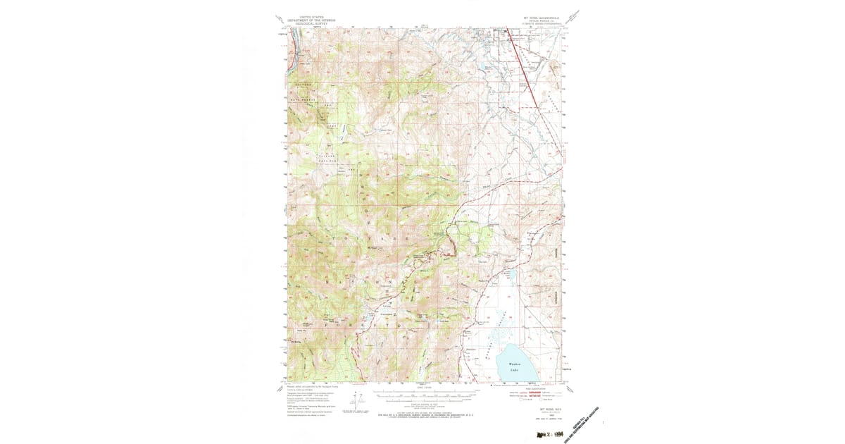 1950 Map of Mt. Rose, Washoe County, NV — High-Res, 1984 Print | Pastmaps