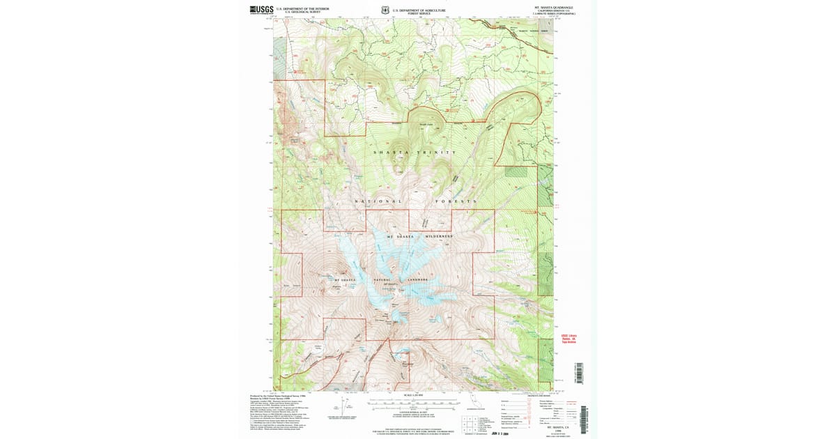 1998 Map of Mt. Shasta, Siskiyou County, CA — High-Res | Pastmaps