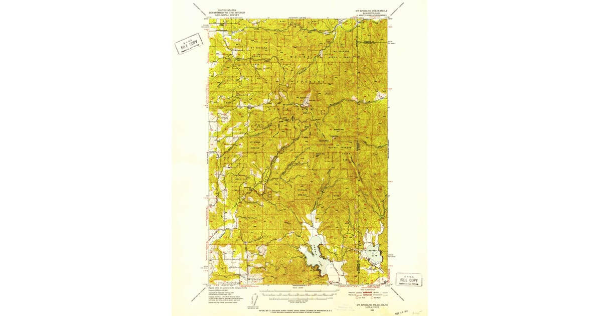 1950 Map of Mt Spokane, Spokane County, WA — High-Res | Pastmaps