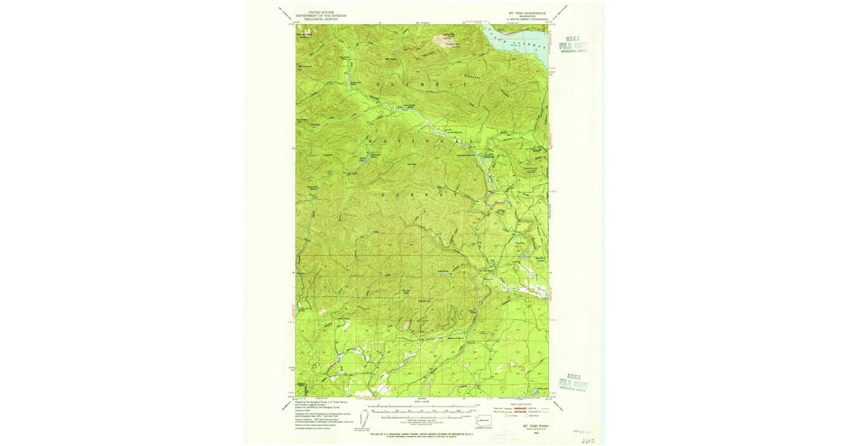 1953 Map of Mt Tebo, Mason County, WA — High-Res | Pastmaps