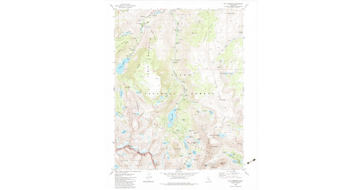 1983 Map of Mt. Thompson, Inyo County, CA — High-Res | Pastmaps